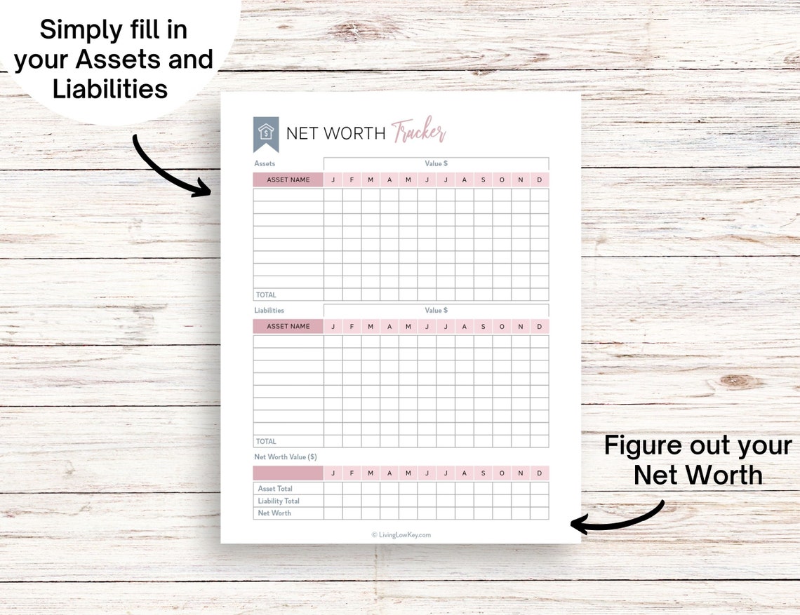 Printable Net Worth Tracker, Net Worth Worksheet, Net Worth Printable ...