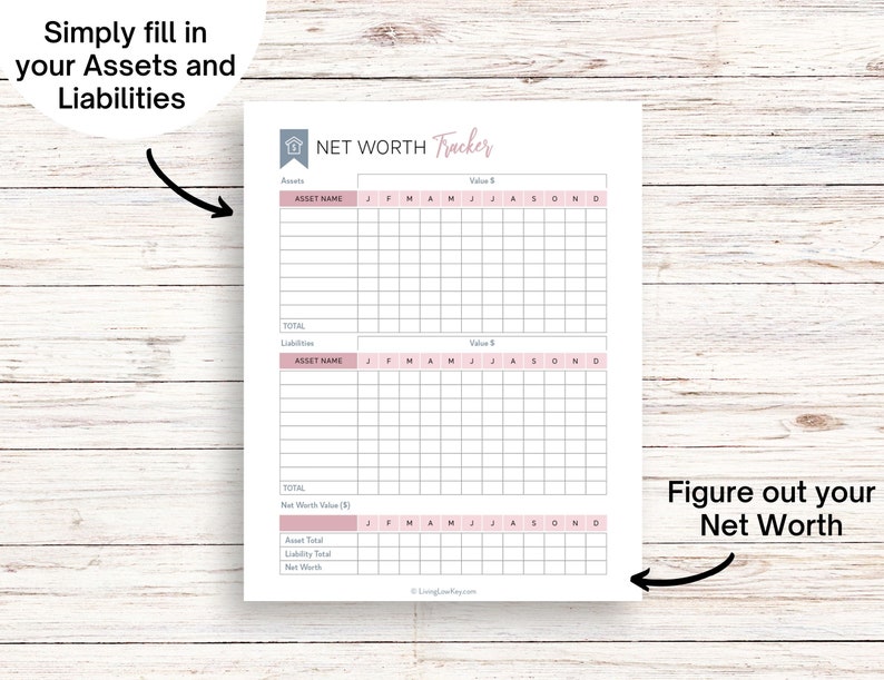 Printable Net Worth Tracker, Net Worth Worksheet, Net Worth Printable ...