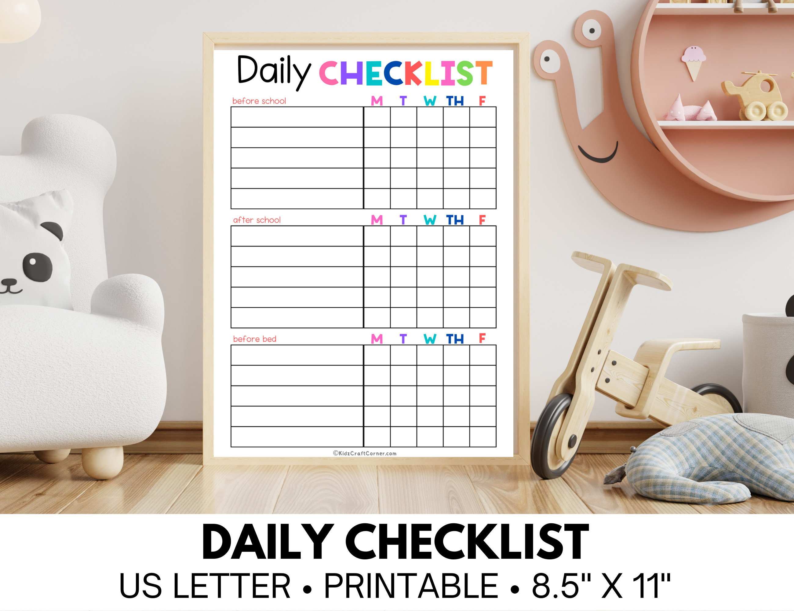 Chore Chart for Kids, Kids Chore Chart Printable, Daily Checklist for ...
