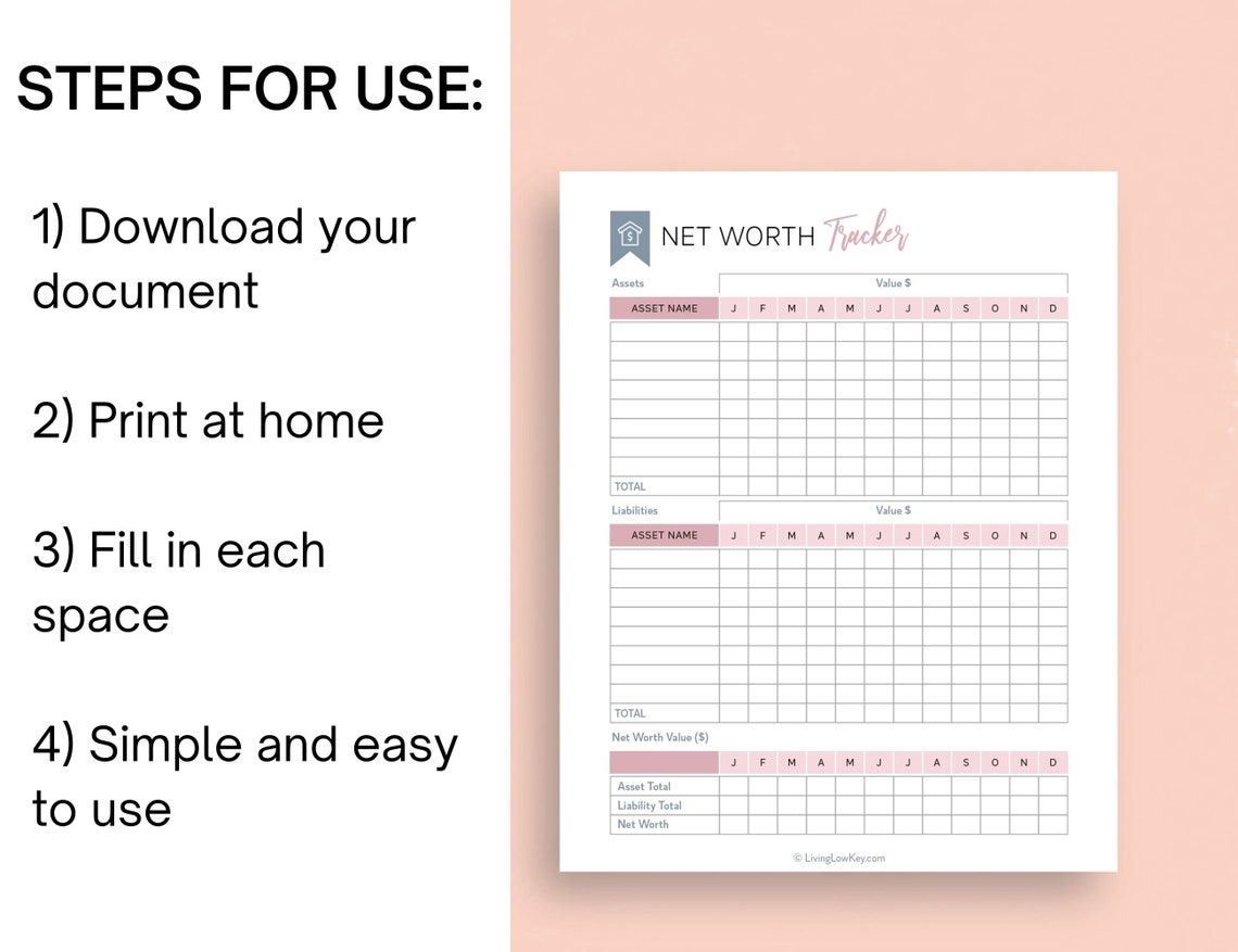 Printable Net Worth Tracker Net Worth Worksheet Net Worth - Etsy