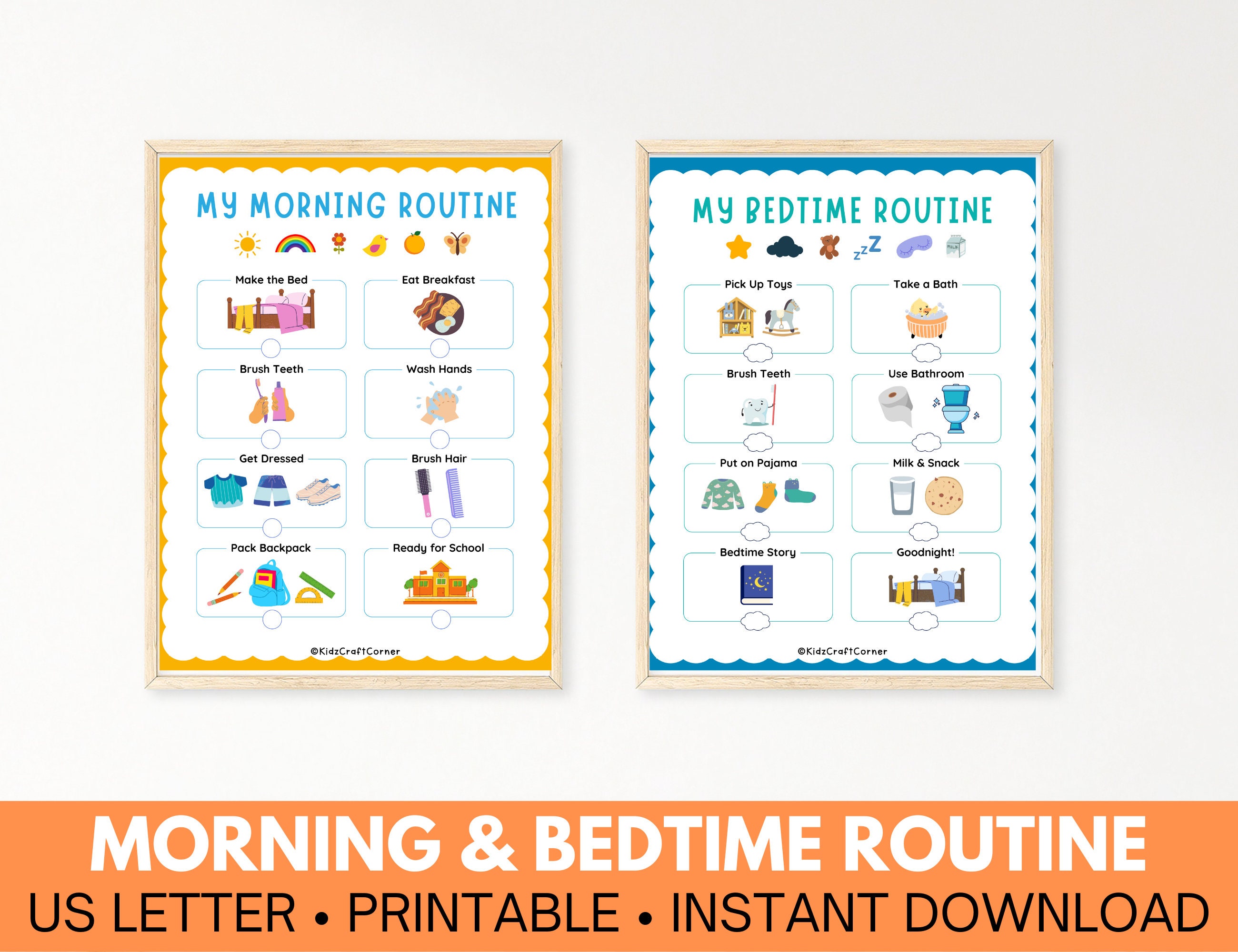 Kids Routine Charts, Chore Charts for Kids, Bedtime Routine Chart ...
