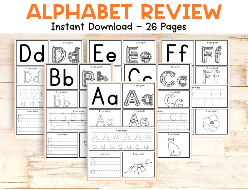 26 Alphabet Worksheets, Alphabet Tracing Sheets, Tracing Letters ...