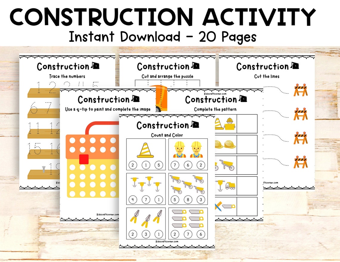 Construction Activities for Kids, Educational Printable, Construction ...