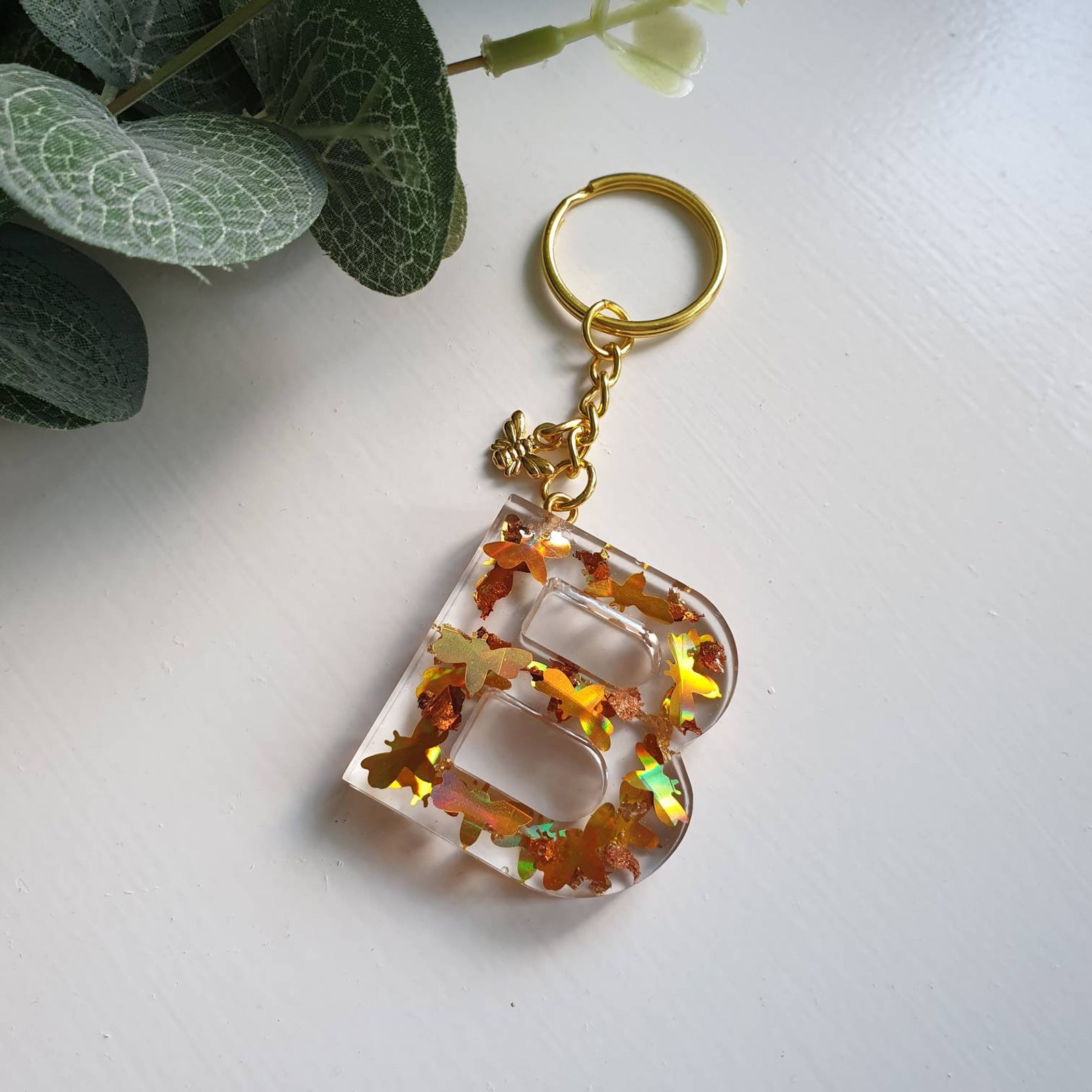 Handmade Resin Bee Initial Keyring Keyring Key Accessories - Etsy UK