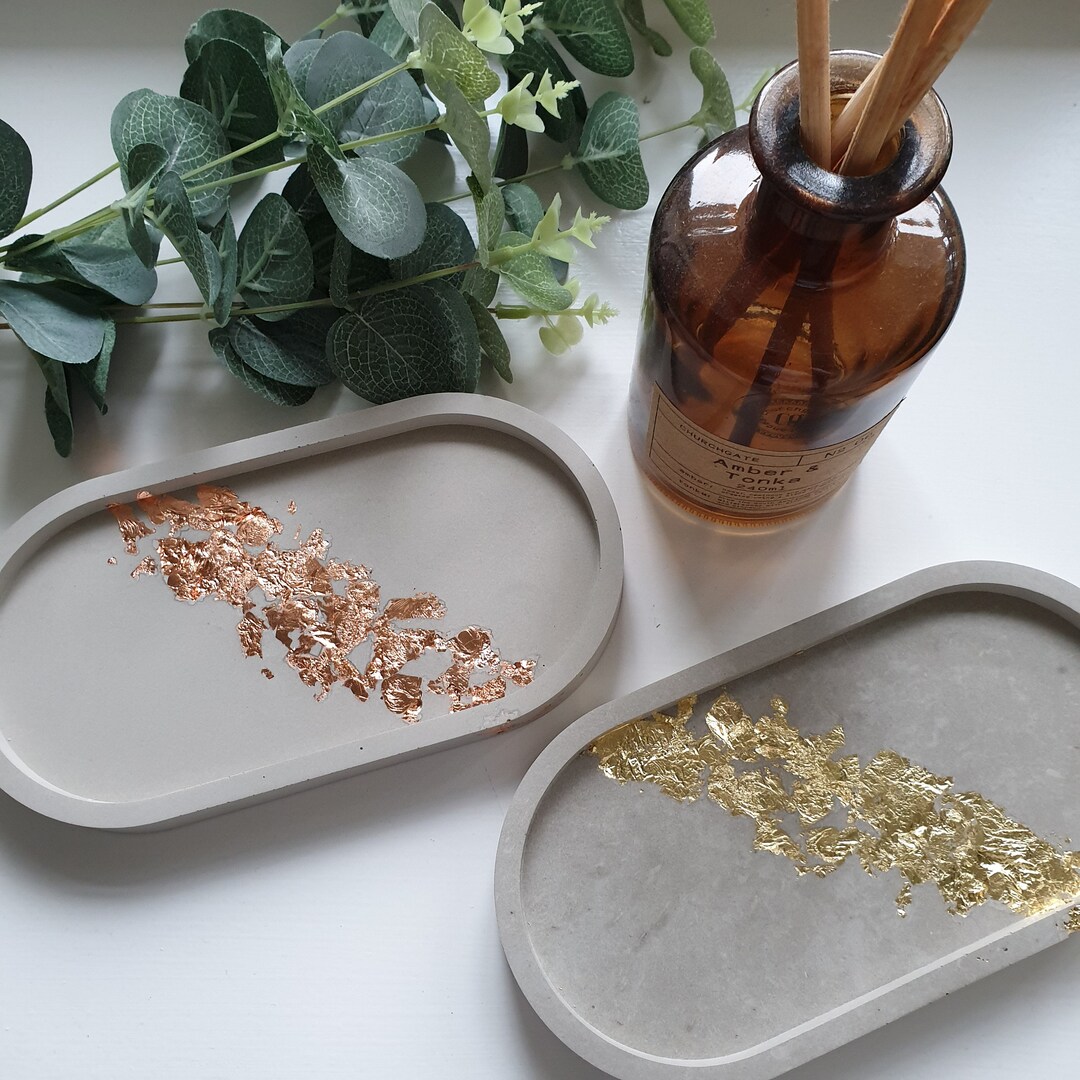 Concrete Style Trinket Trinket Dish Trinket Tray Gold Copper ...