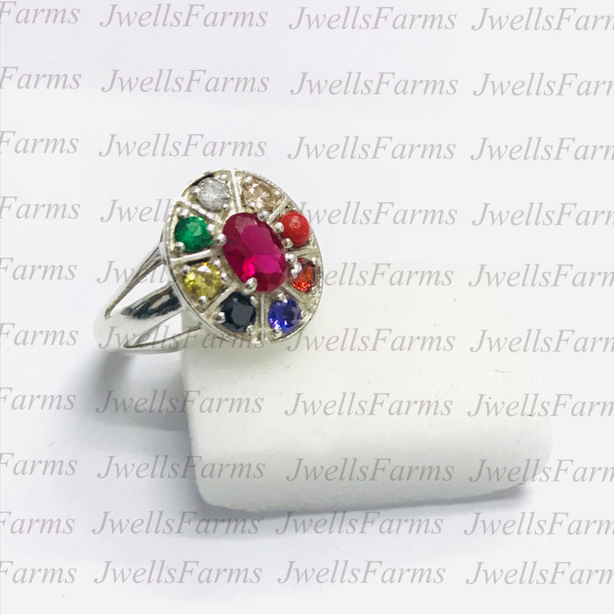 Navratan Ring/beautiful Navratan / Round Shape Stone/planet - Etsy