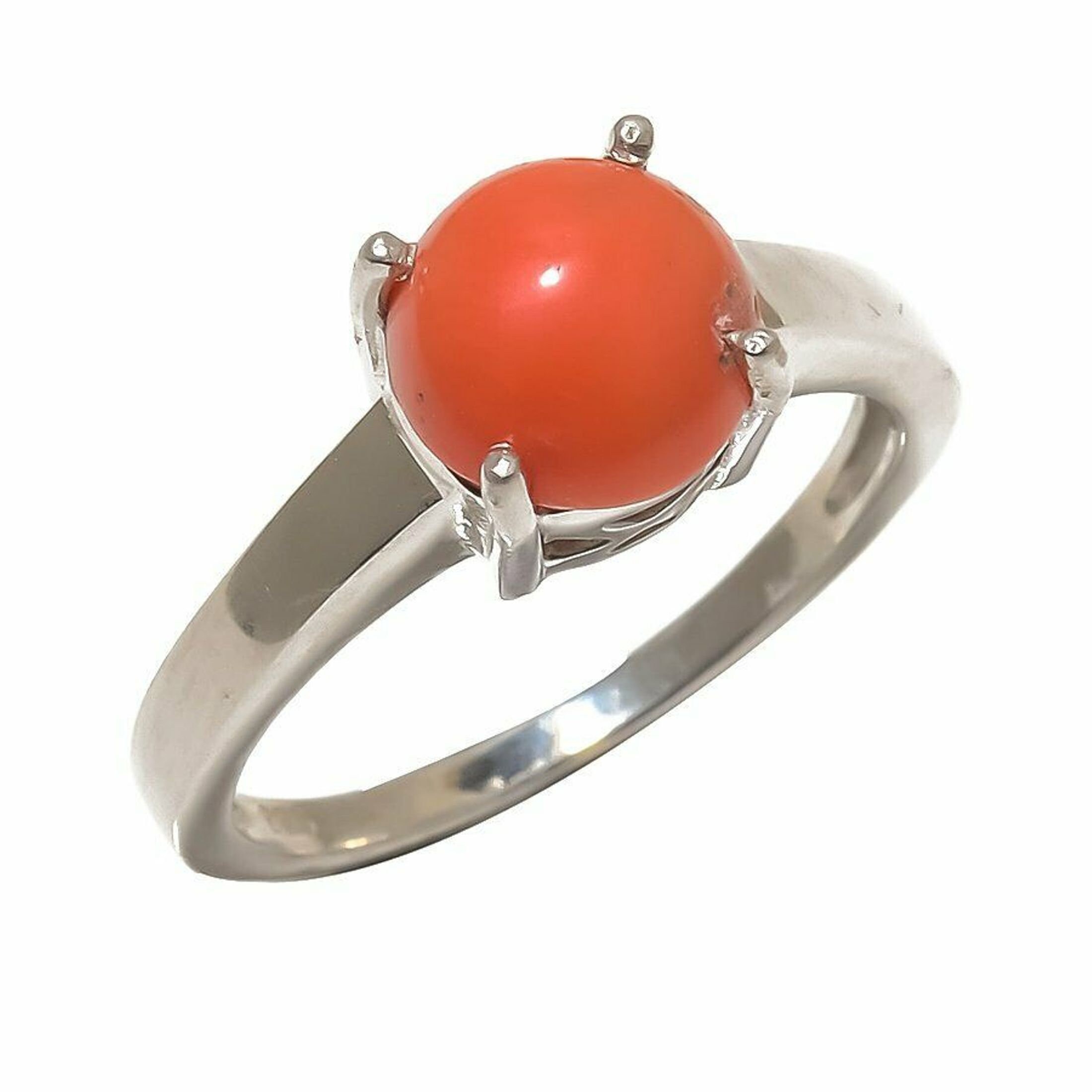 Certified Red Coral/Moonga 4.2Ct. Gemstone Unisex Ring in | Etsy