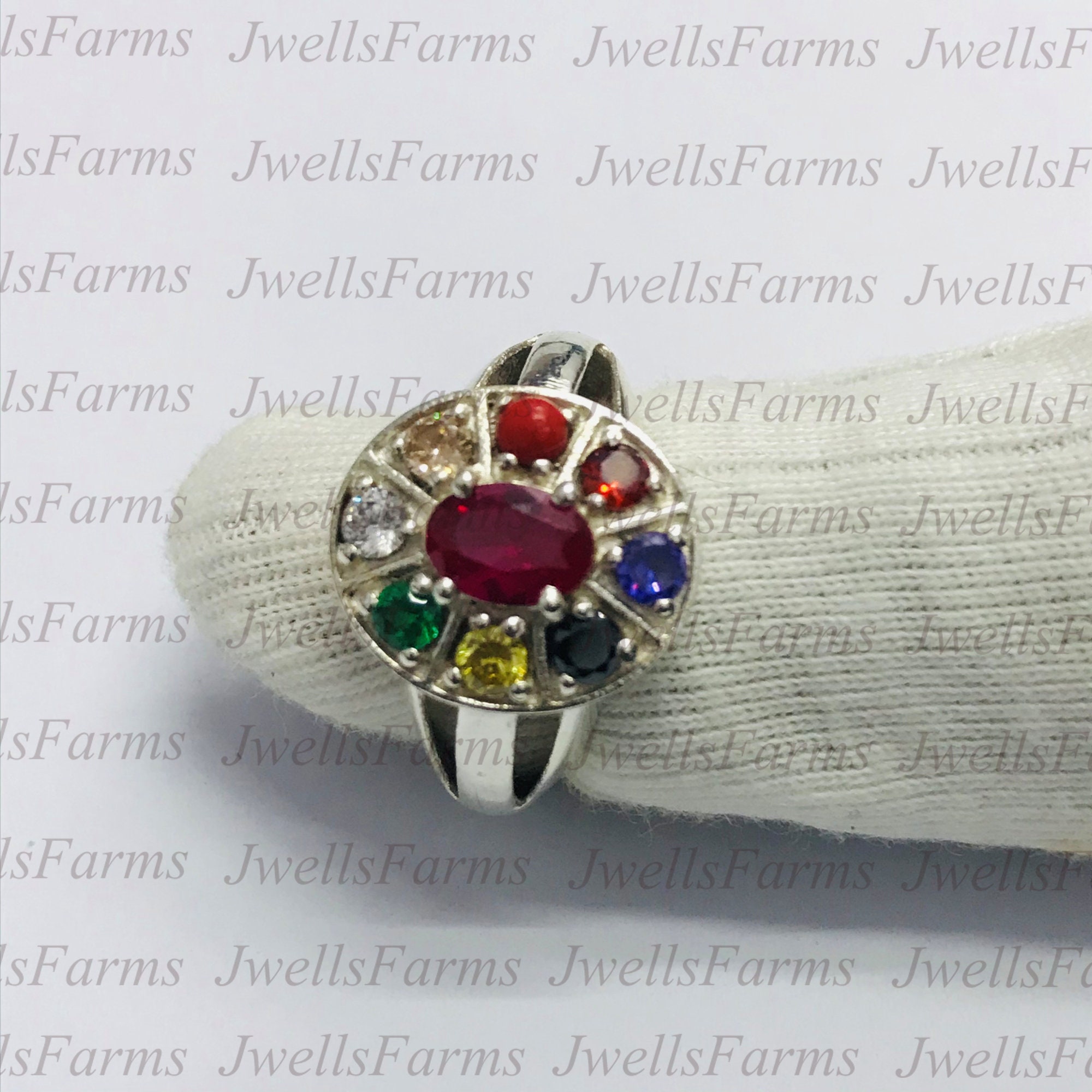 Navratan Ring/beautiful Navratan / Round Shape Stone/planet - Etsy