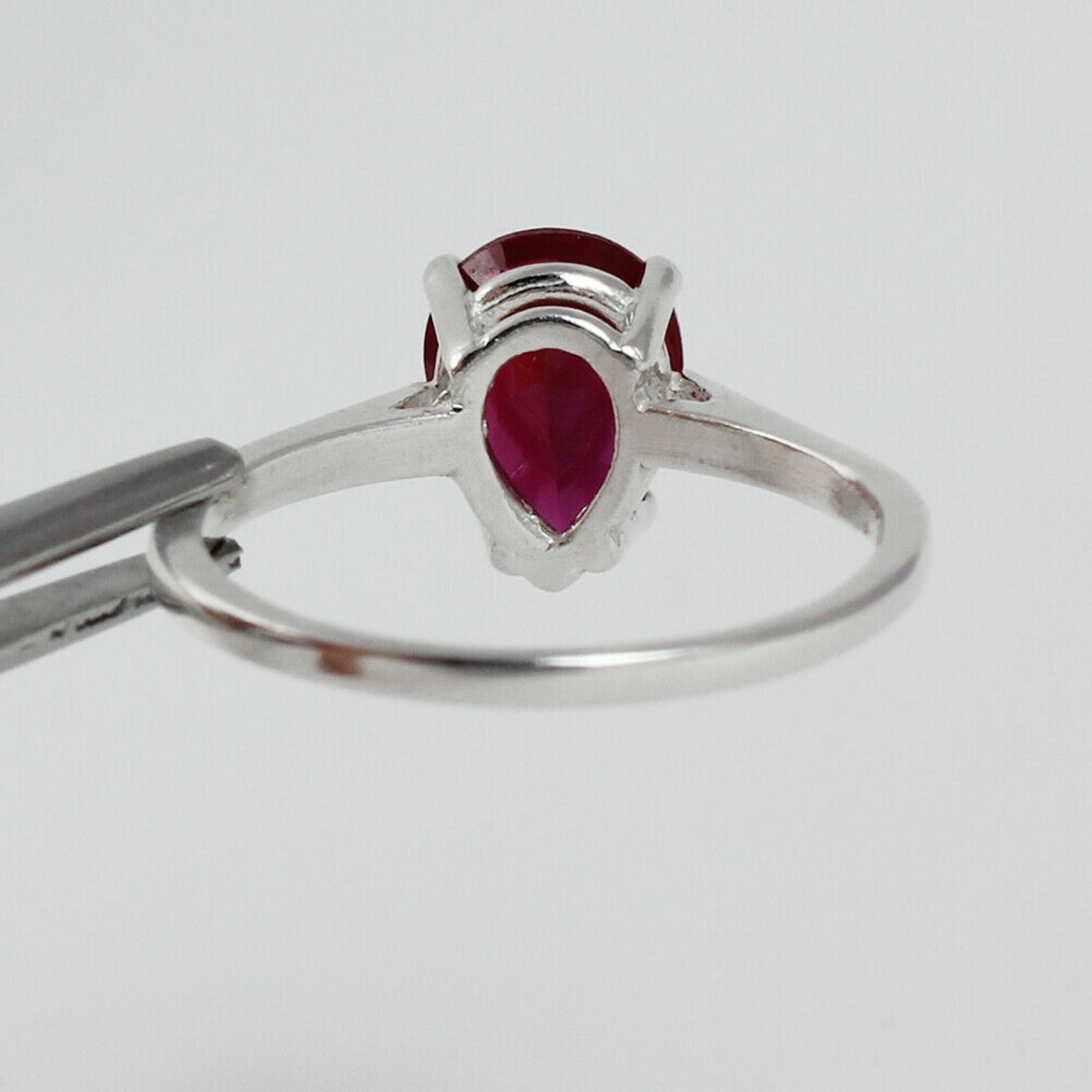 Red Ruby Ring 925 Solid Sterling Silver Red Ruby Pear | Etsy
