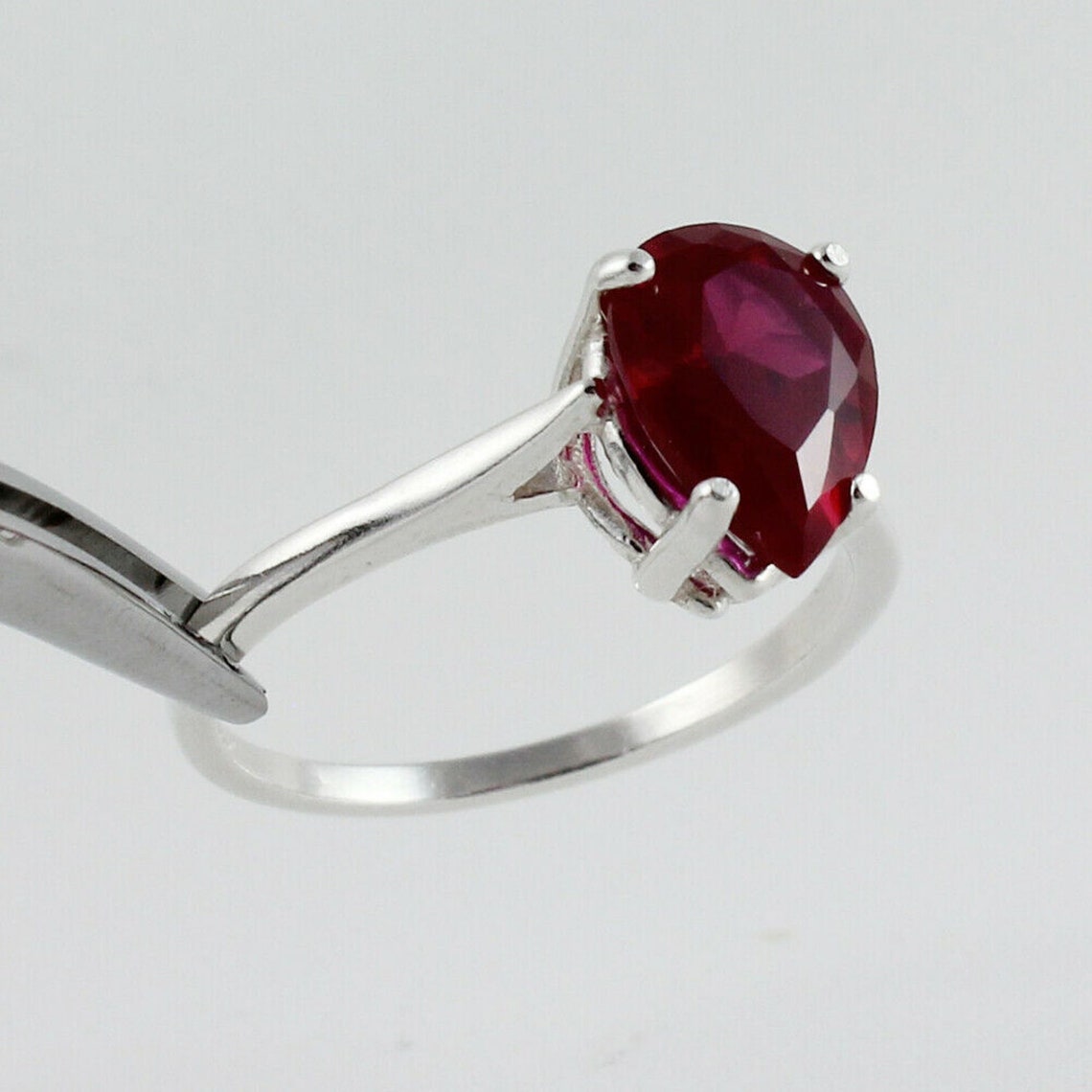 Red Ruby Ring 925 Solid Sterling Silver Red Ruby Pear | Etsy