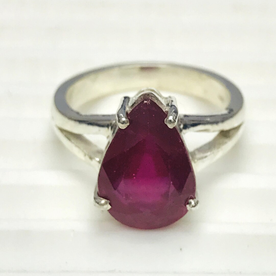 Radiant Ruby Ring ,ruby Ring in Silver, Natural Ruby Ring, Genuine Ruby ...