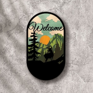 Deer Mountains Welcome Sign SVG: Laser Cut Door Hanger (digital ...