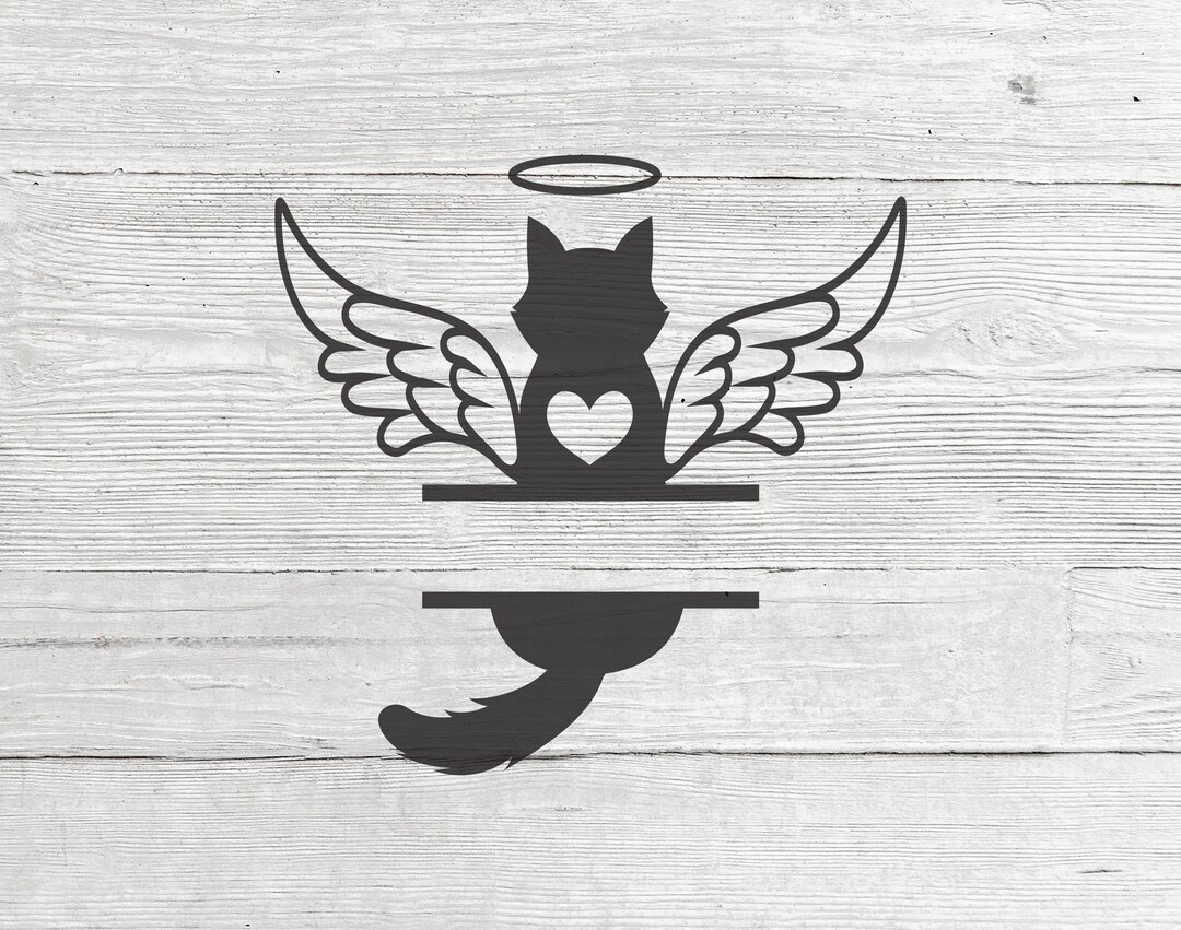 Cat Loss Svg, Cat Memorial Frame SVG File for Cricut, Angel Wings Svg ...