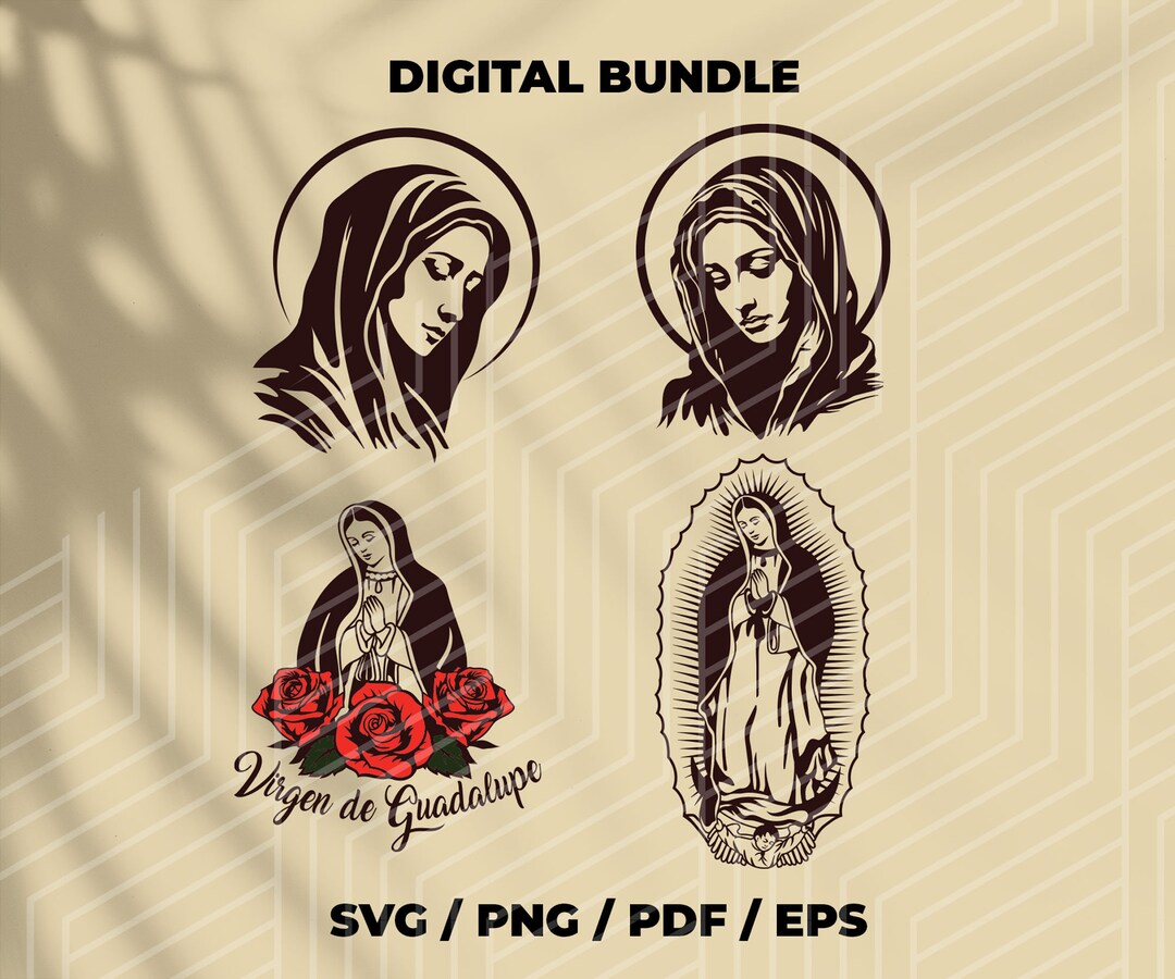 Blessed Virgin Mary SVG Bundle, Digital Download Printable Catholic Art ...