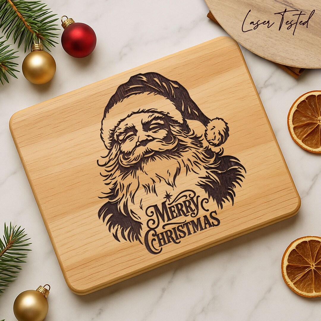 Christmas Charcuterie Board SVG, Santa Claus Cutting Board Digital File ...