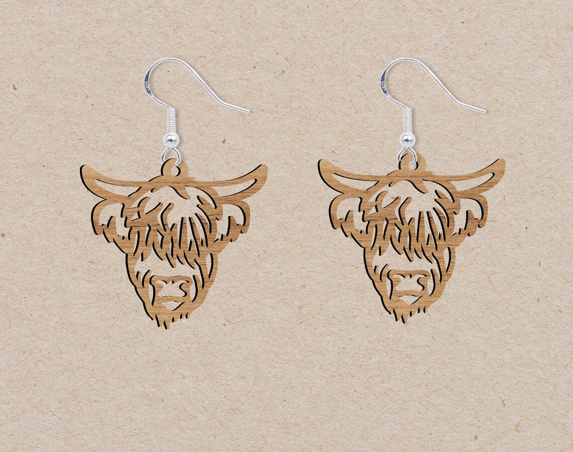 Highland Cow Earrings SVG SVG Filesdiy Teardrop Earring - Etsy