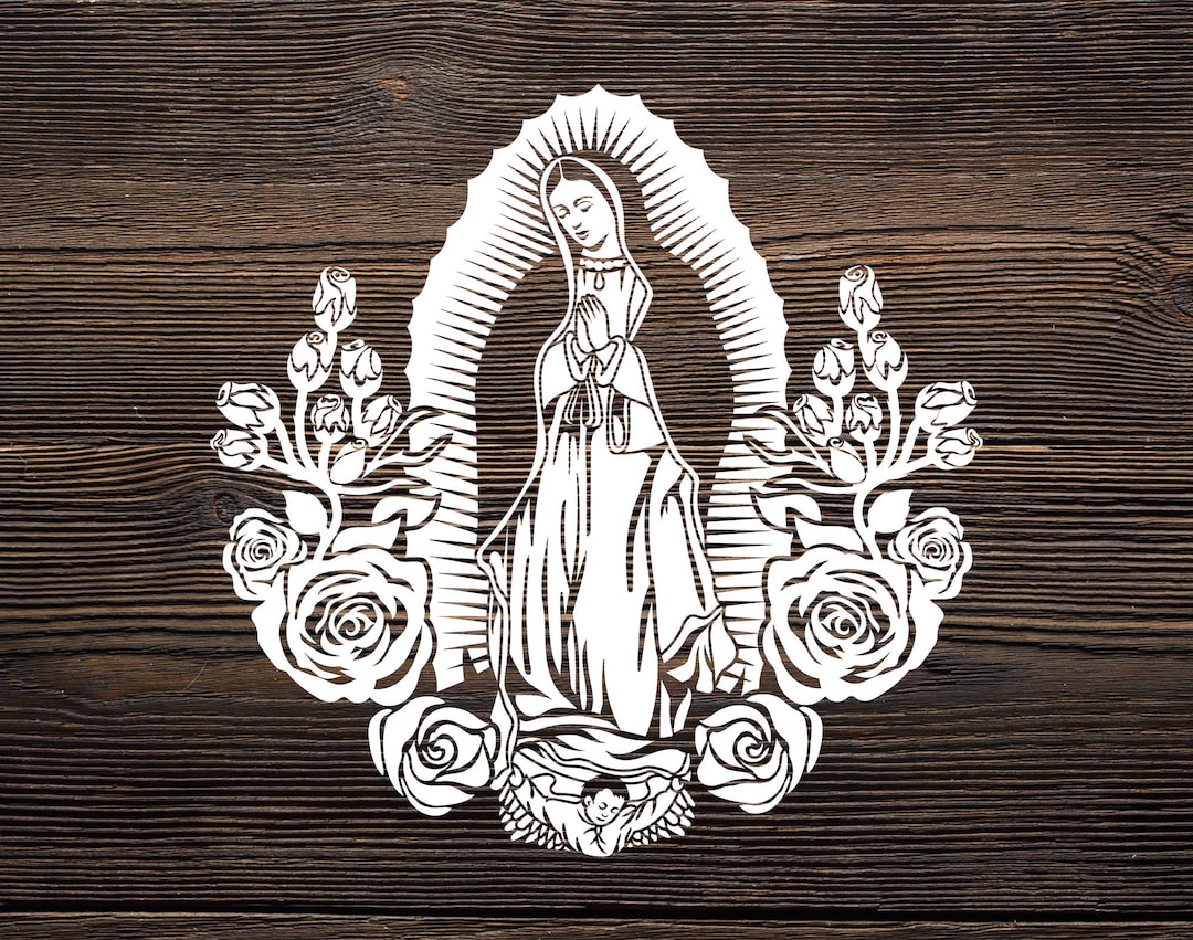 Virgen de Guadalupe con Rosas SVG PNG Archivo, Virgen María Flores Svg ...