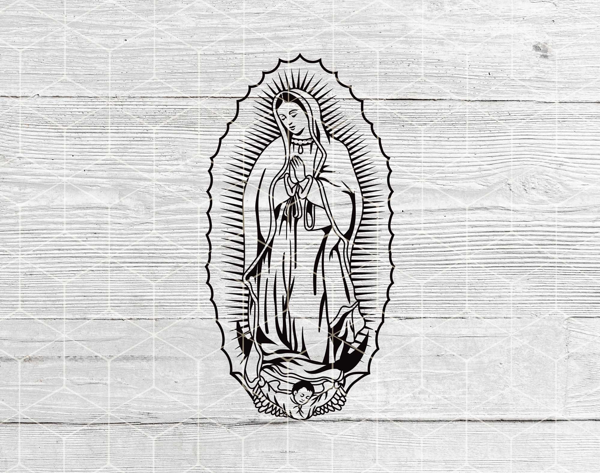 Virgin Mary Black And White Clip Art