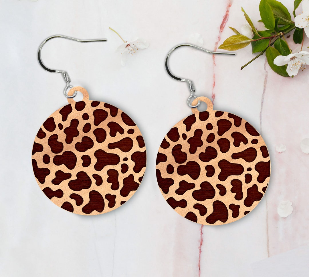 Cow Earrings SVG, Lasercut for Wood, DIY Teardrop Earring Template ...