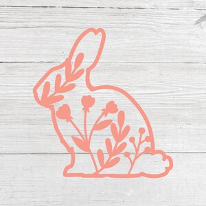 Floral Bunny SVG PNG Files for Cutting Machines, Digital Clipart ...