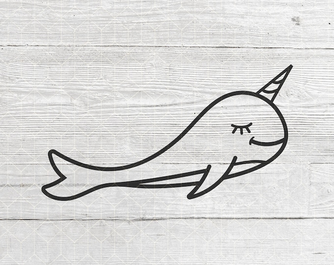 Narwhal Outline SVG Files Vector Images Clipart narwhale SVG File Fish ...