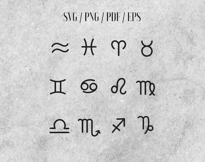 SEGNI ZODIACALI SVG - Pacchetto zodiacale / File in bianco e nero ...