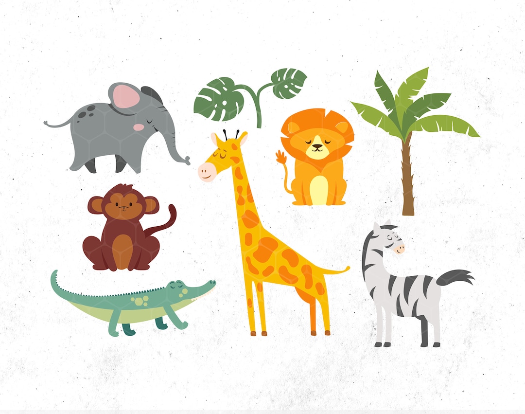 Jungle Animals SVG Set. Safari Animals SVG. Cricut Cut Files, Layered ...