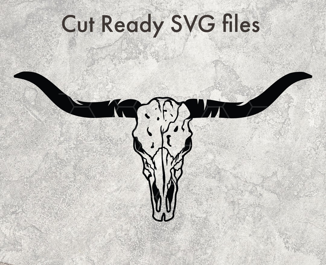 Longhorn Bull Skull SVG and PNG Files for Cricut and Silhouette, Cow ...