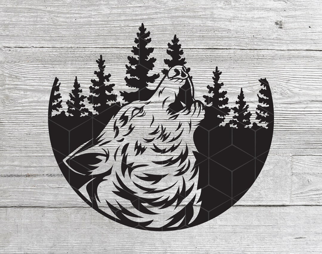 Howling Wolf With Forest Vector Files, Cricut Cut ,SVG PNG Pdf Eps ...