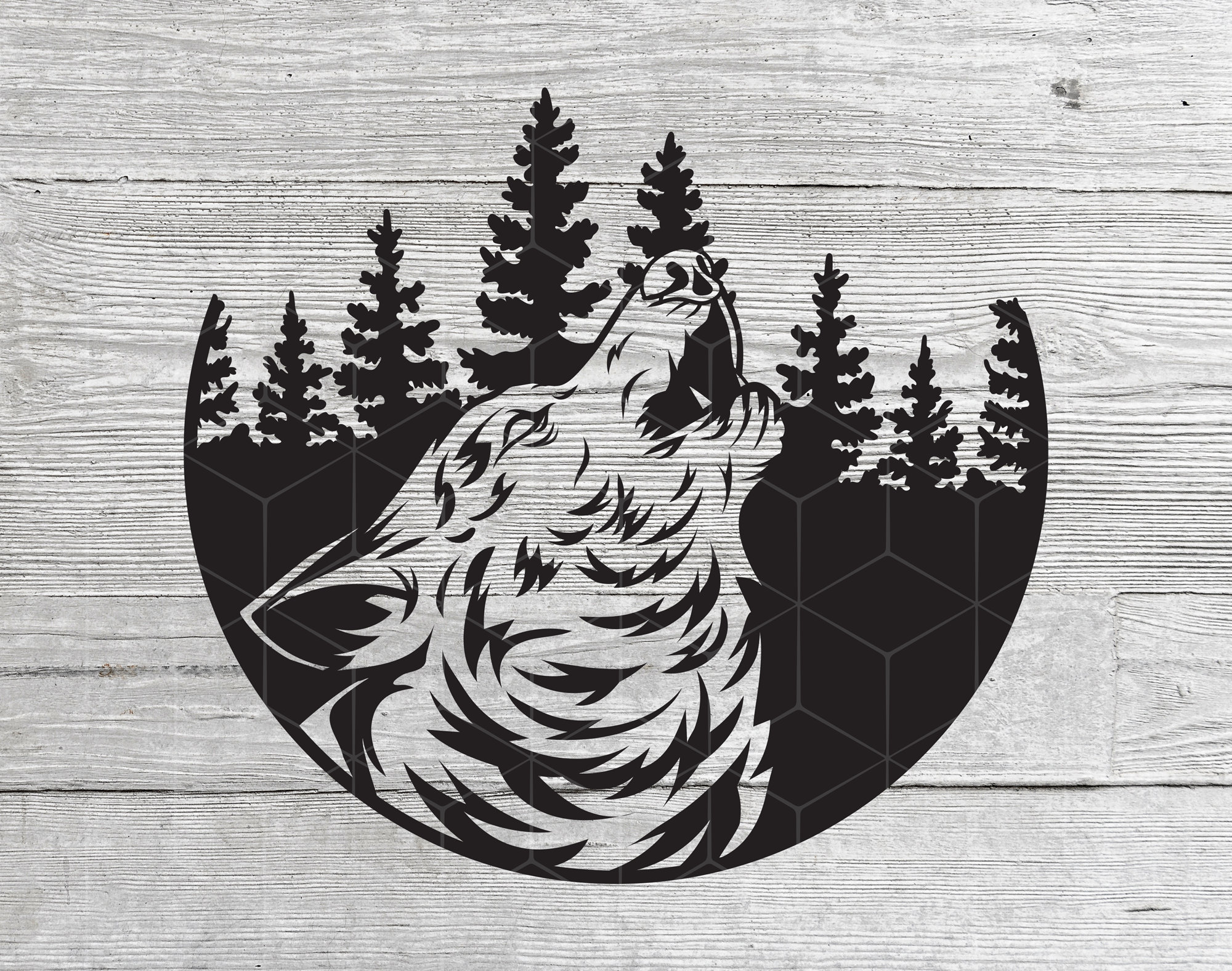 Howling Wolf With Forest Vector Files Cricut Cut SVG PNG Pdf | Etsy
