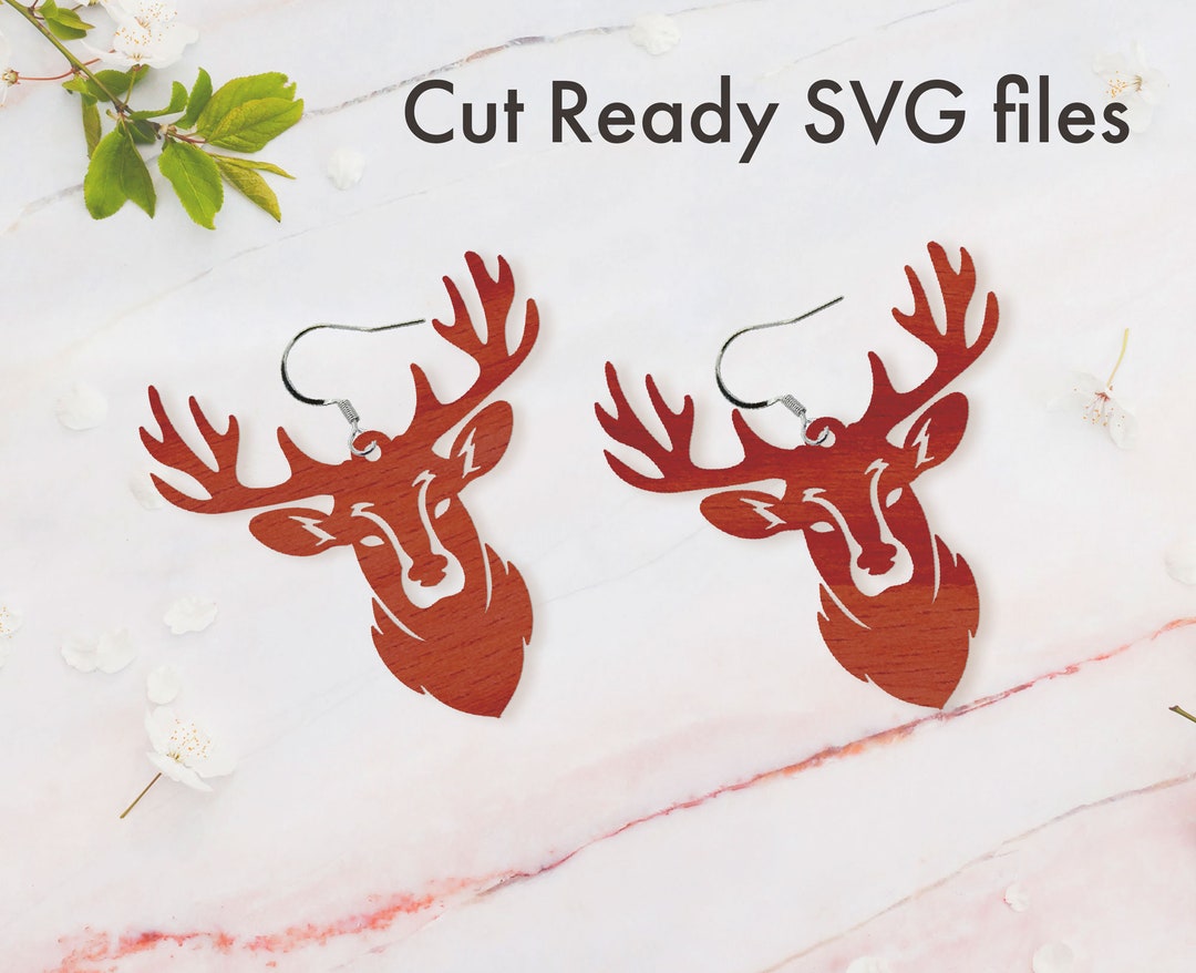 Deer Head Earrings Template for Laser Cut SVG, DIY Teardrop Wood E ...