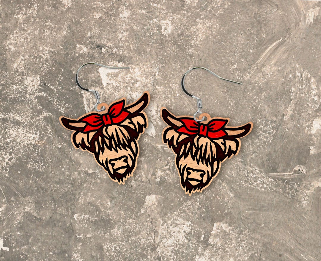 Highland Cow With Bow SVG: Laser Cut File, Farmhouse Decor (digital ...