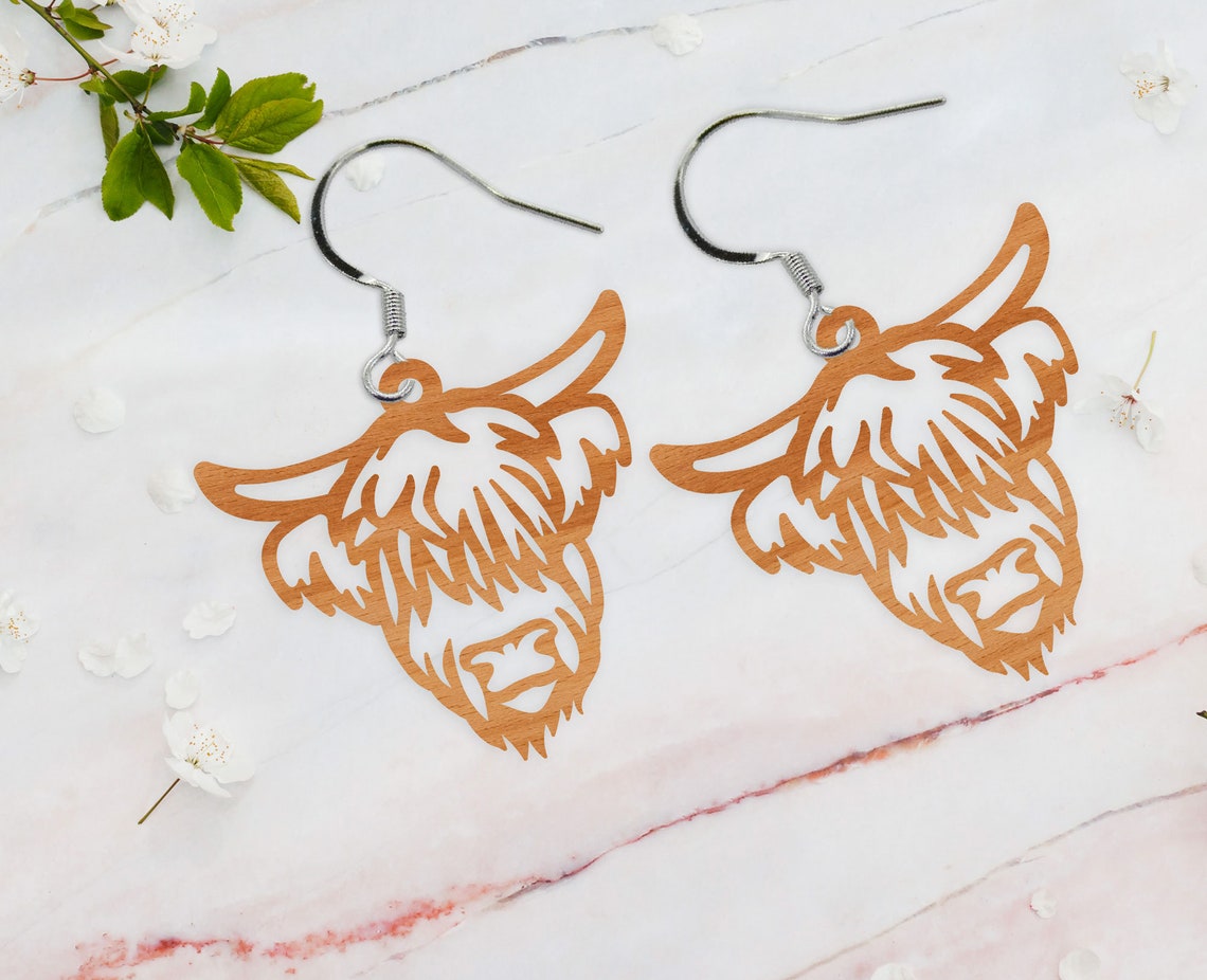Highland Cow Earrings SVG Template: DIY Earring Cut Files (digital ...