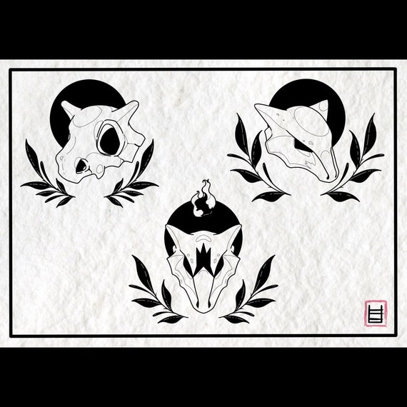 Cubone Evolution Line A4 Tattoo Art Print - Etsy