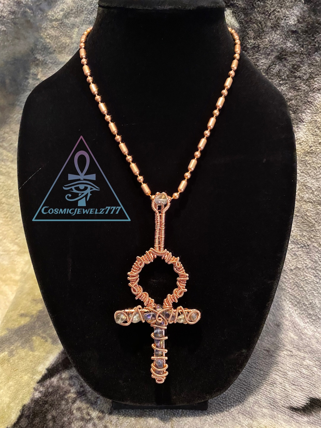 ELECTROPLATED QUARTZ Copper Ankh Crystal Pendant Necklace - Etsy