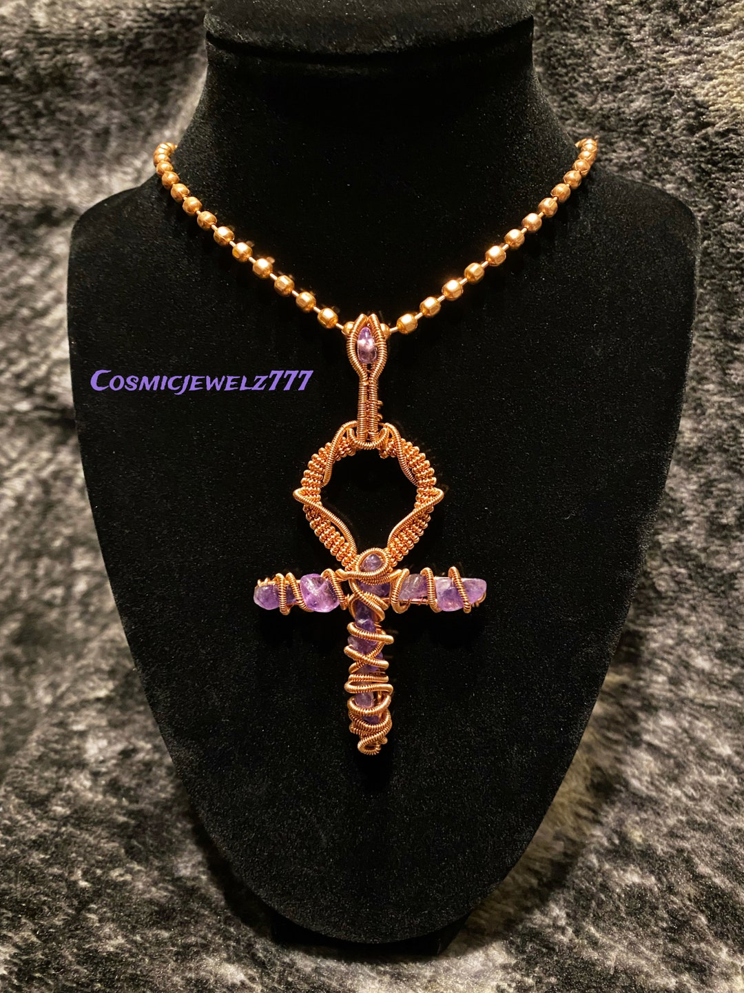 CHOOSE YOUR CRYSTAL Copper Ankh Pendant Necklace 4 Inches - Etsy