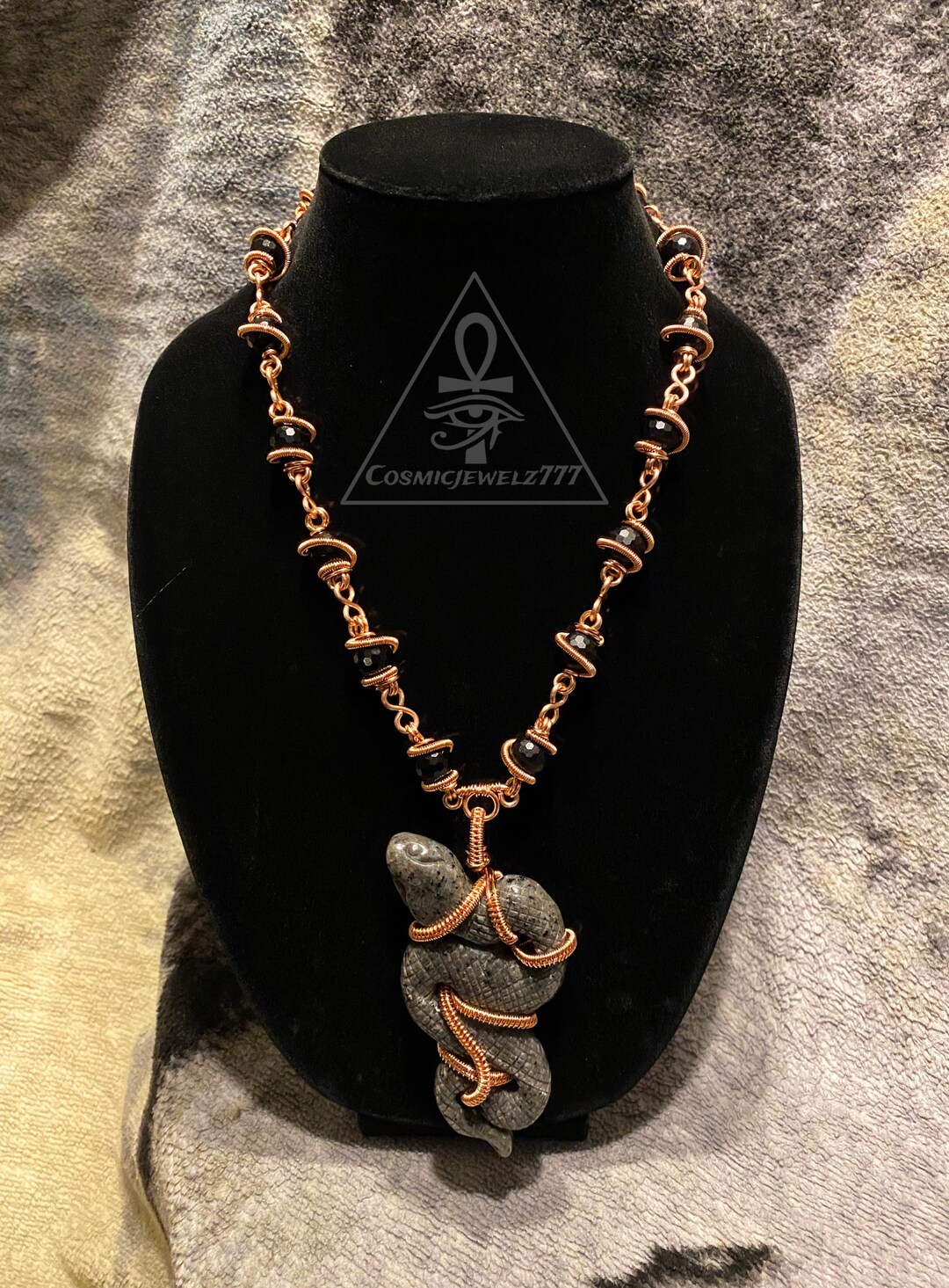 KUNDALINI yooperlite ONYX Copper Snake Pendant Necklace 21 Inch Length ...