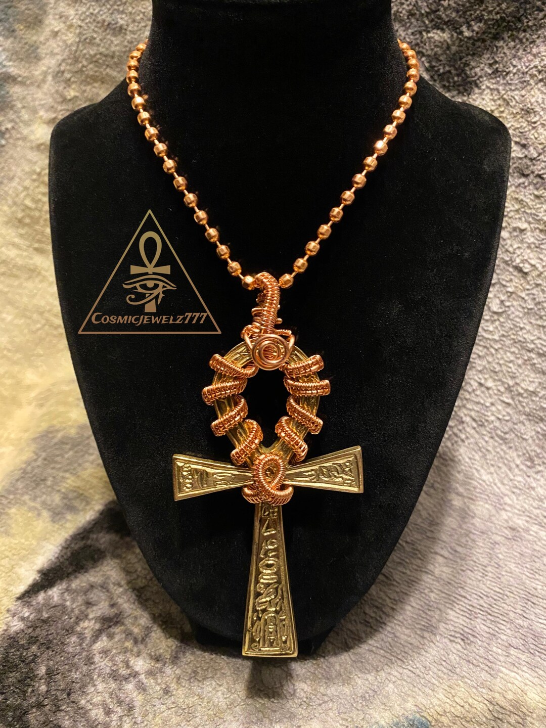 Brass Ankh Wrapped in Copper Pendant Necklace - Etsy