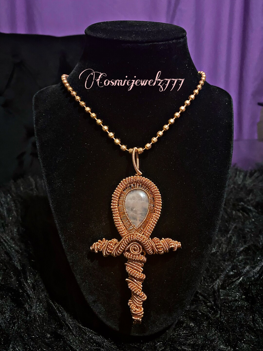 ROSE QUARTZ Copper Rose Quartz Crystal Ankh - Etsy