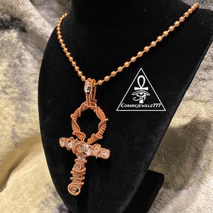 CHOOSE YOUR CRYSTAL Copper Ankh Pendant Necklace - Etsy