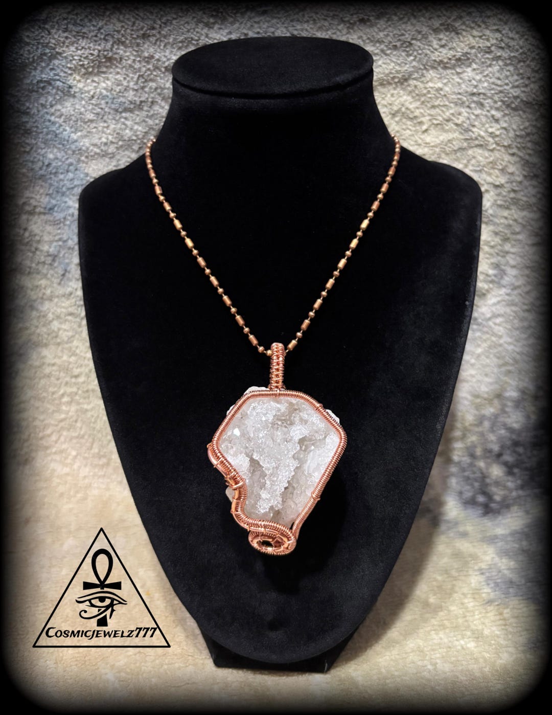 Geode QUARTZ • Copper Crystal Pendant Necklace - Etsy