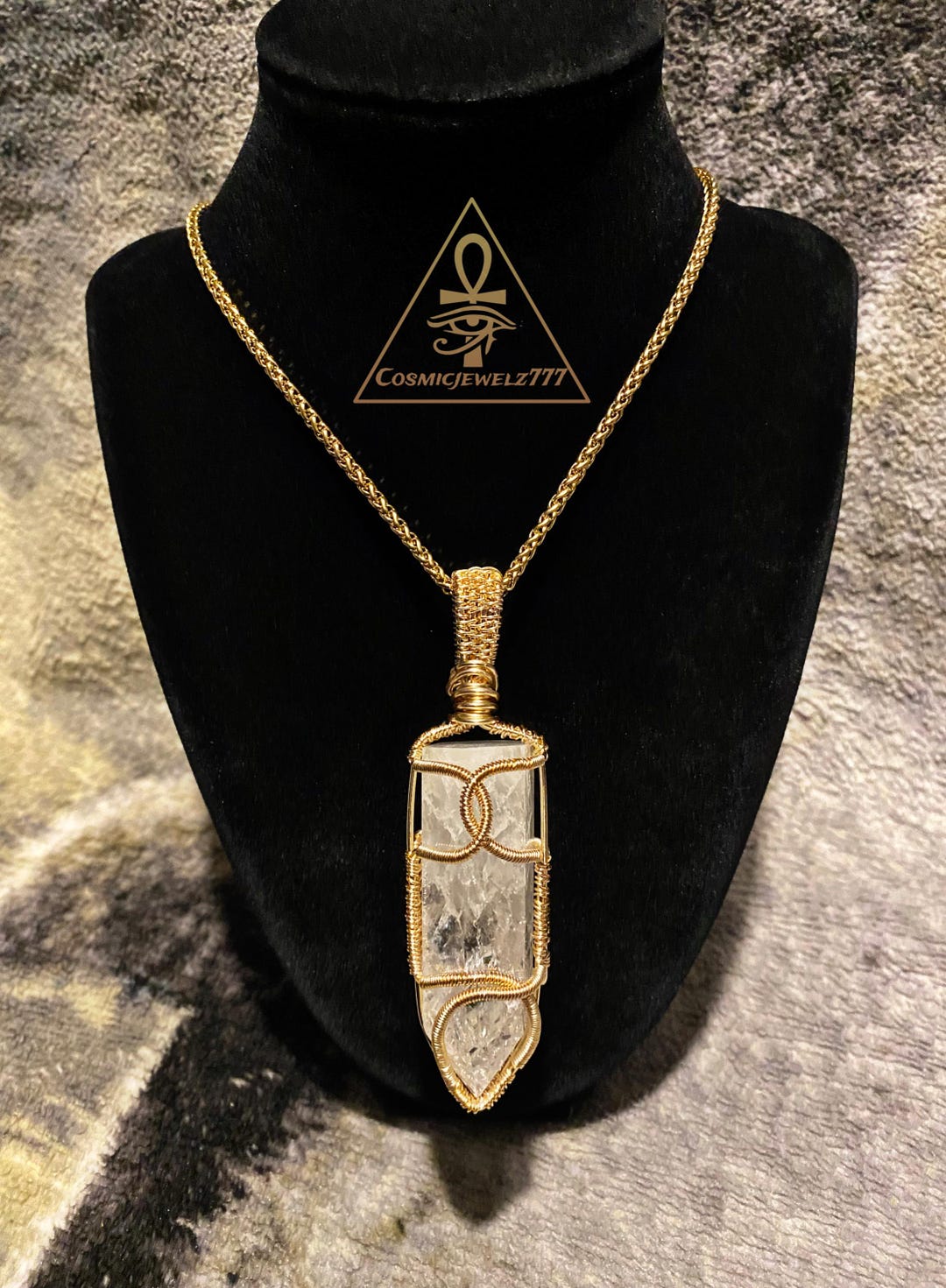 FIRE & ICEE QUARTZ Gold Plated Copper Crystal Pendant Necklace - Etsy