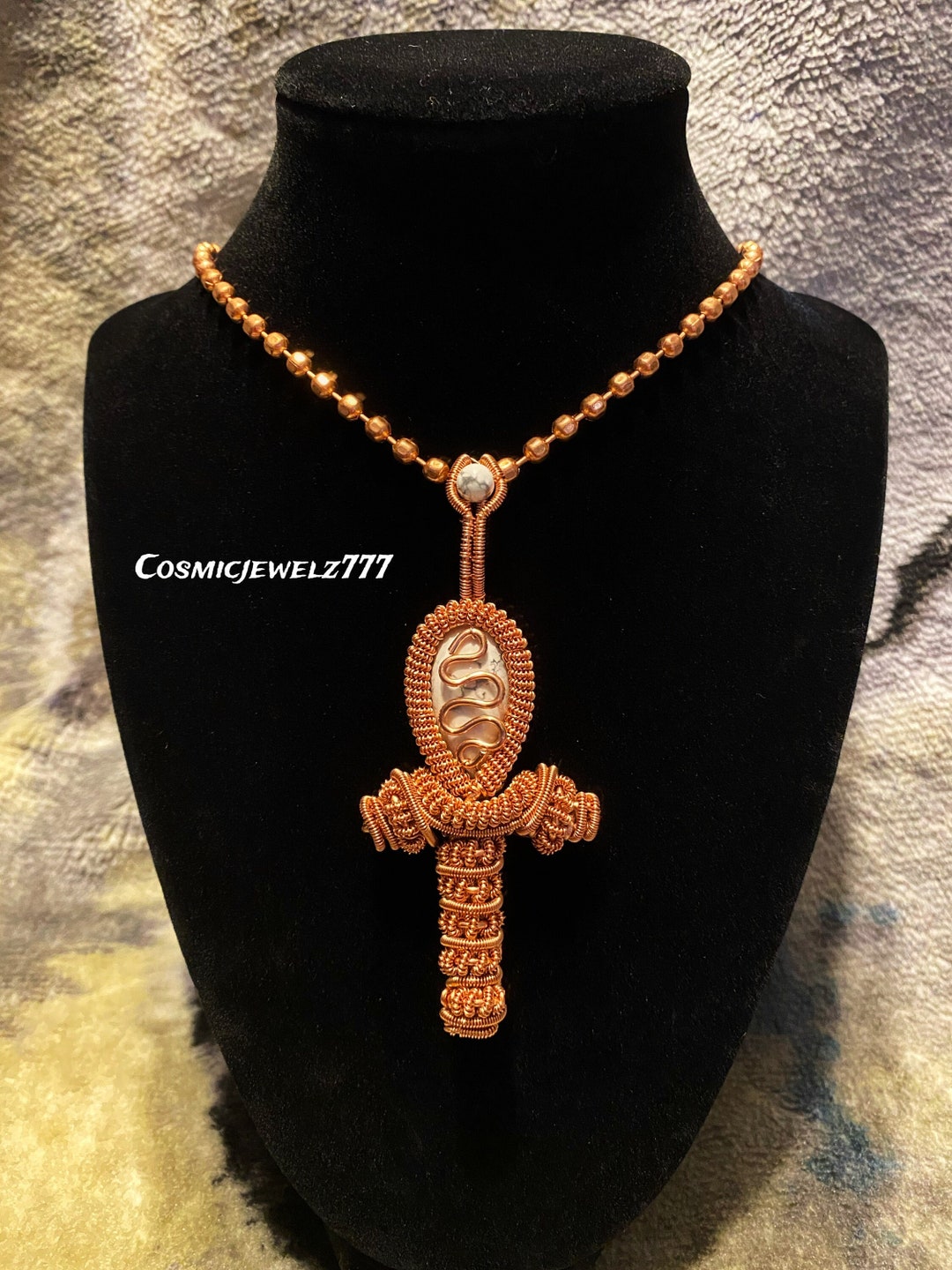 HOWLITE Copper Ankh Crystal Pendant Necklace 4 Inches - Etsy