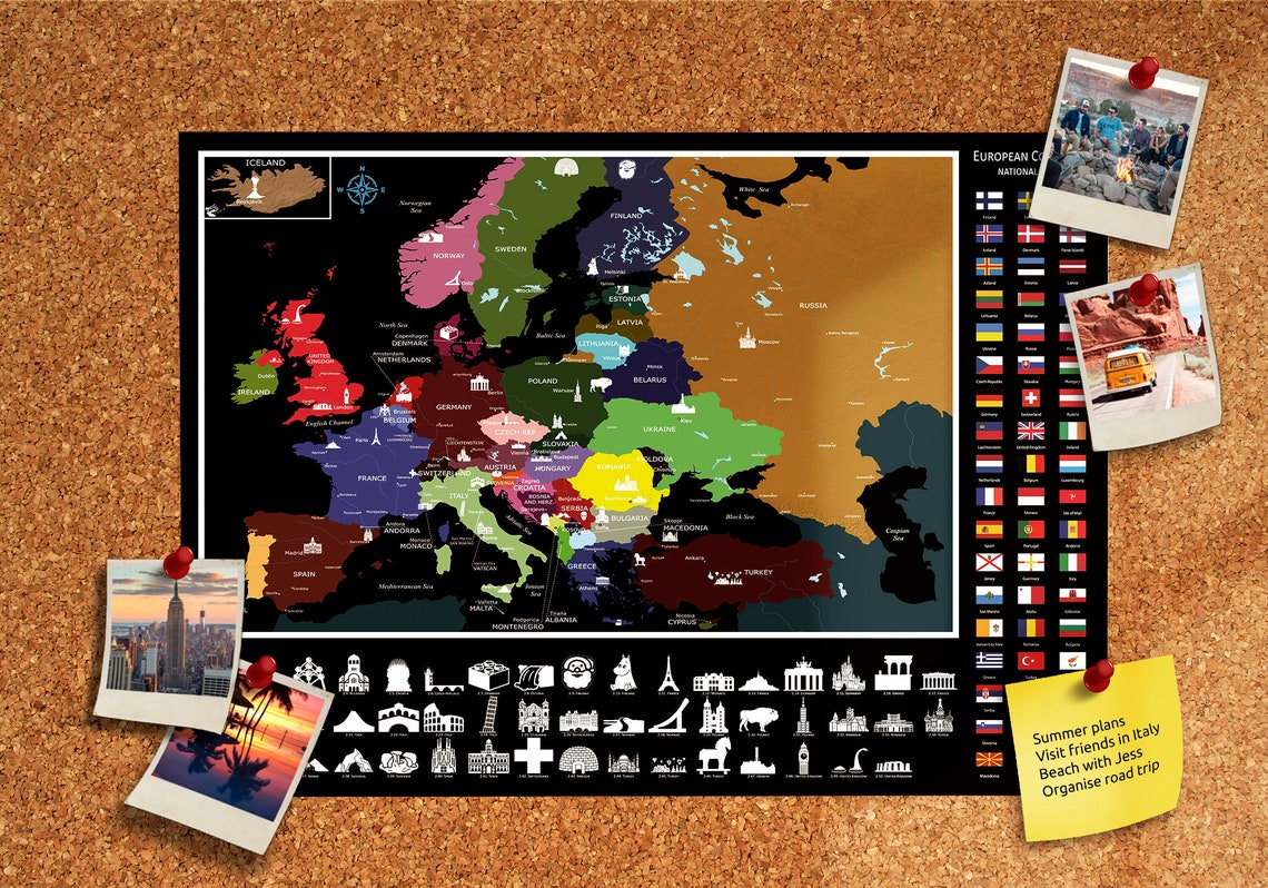 Scratch Off World Map Poster FREE Europe Map Accessories | Etsy