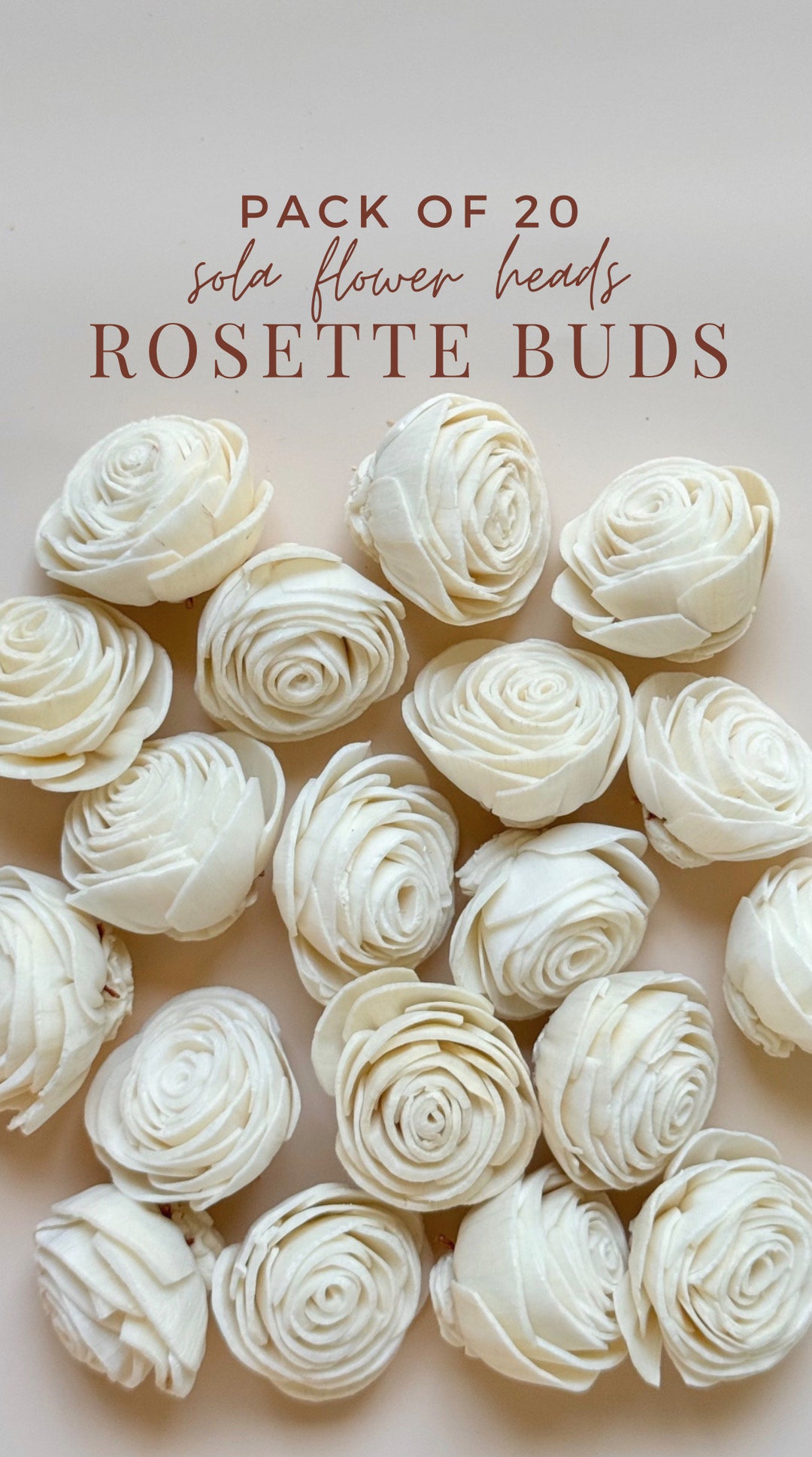 Pack of 20 - ROSETTE Buds Handmade Sola Wood Flower | Diffuser Reeds | Dried Floral Design ...