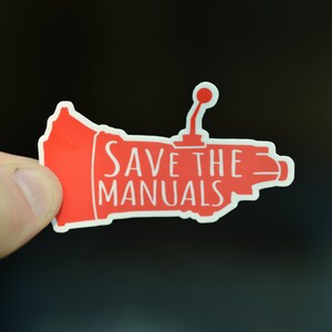 Red Save the Manuals Sticker Car Decal Water Bottle Stickers Laptop ...