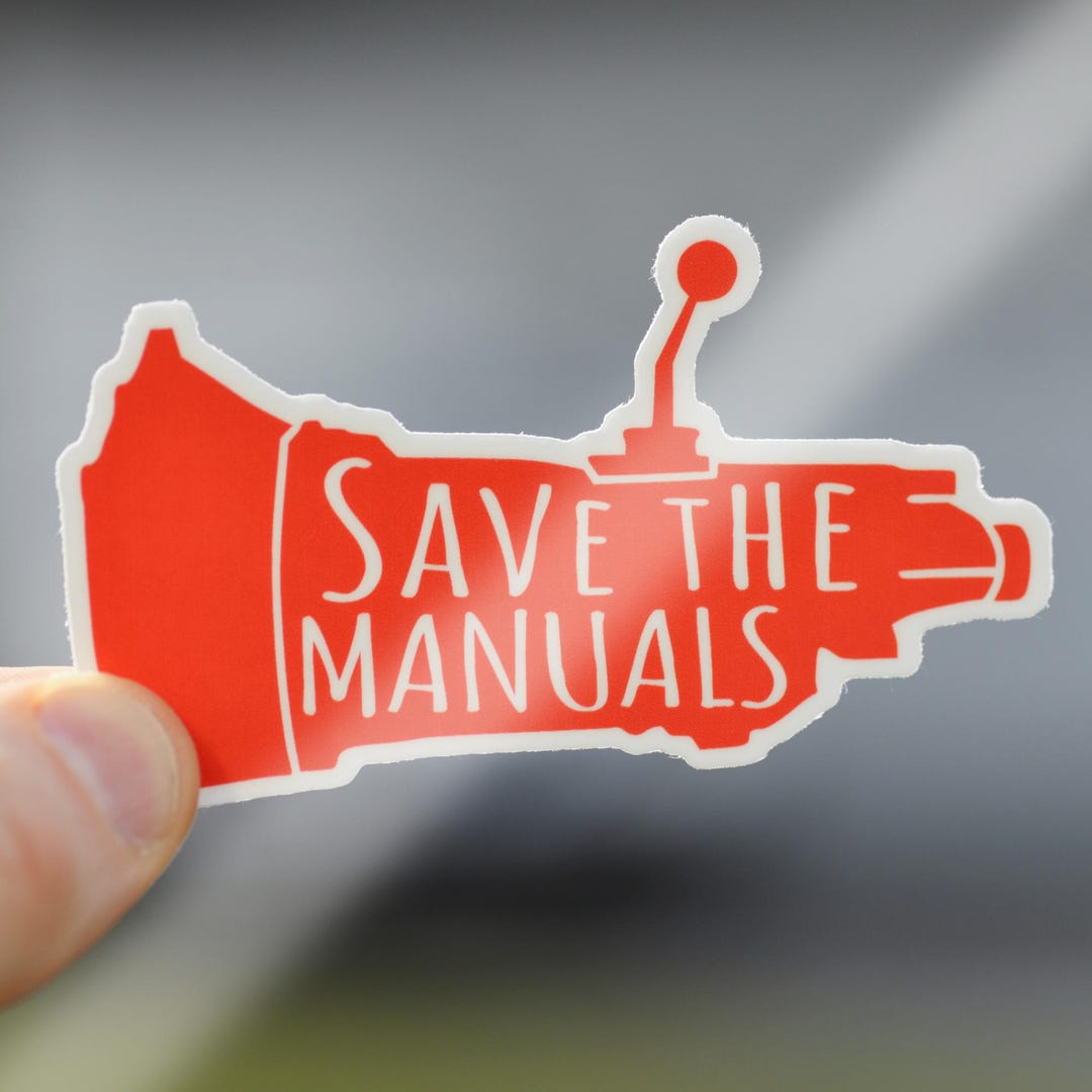 Red Save the Manuals Sticker - Car Decal - Water Bottle Stickers ...