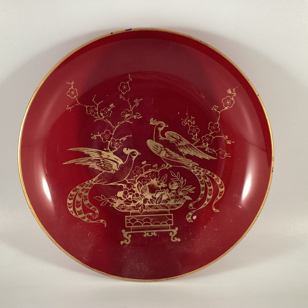 Vintage Corcoran Red Glass With Birds 6.5” Plate - Etsy