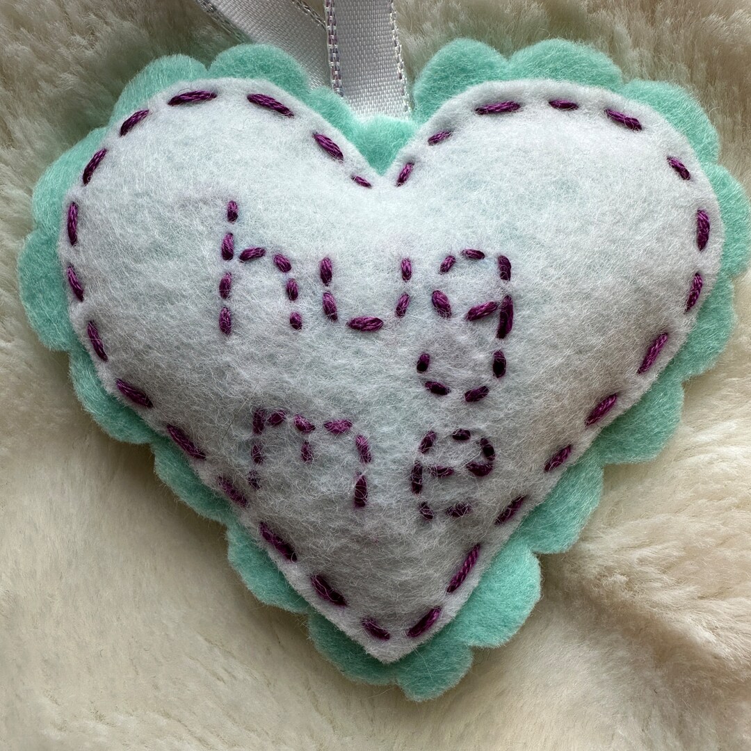 Handmade "hug Me" Felt Conversation Heart Ornament - Valentine's Gift ...