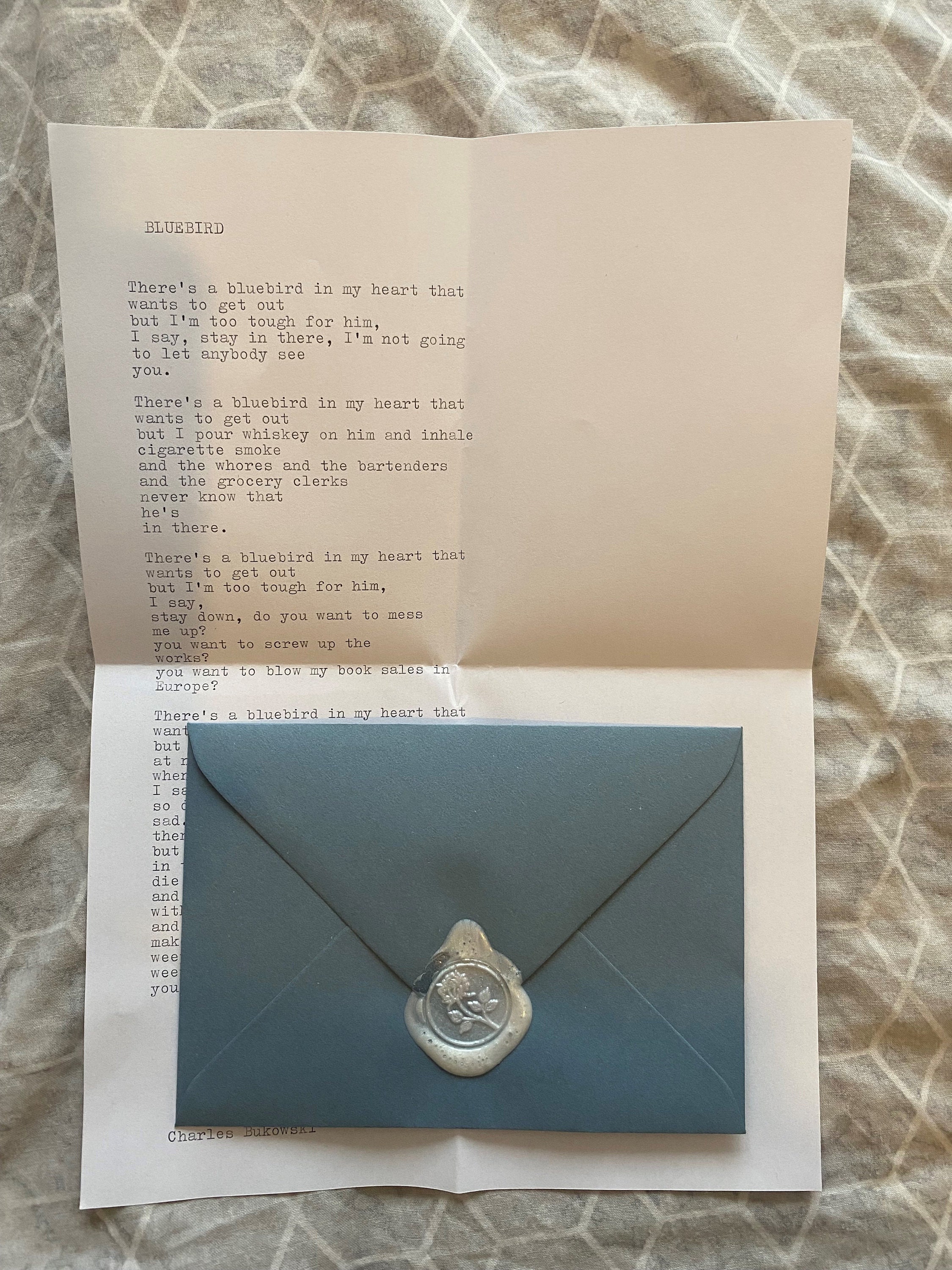 Personalised Typewritten Letter - Powder Blue Envelope - Etsy